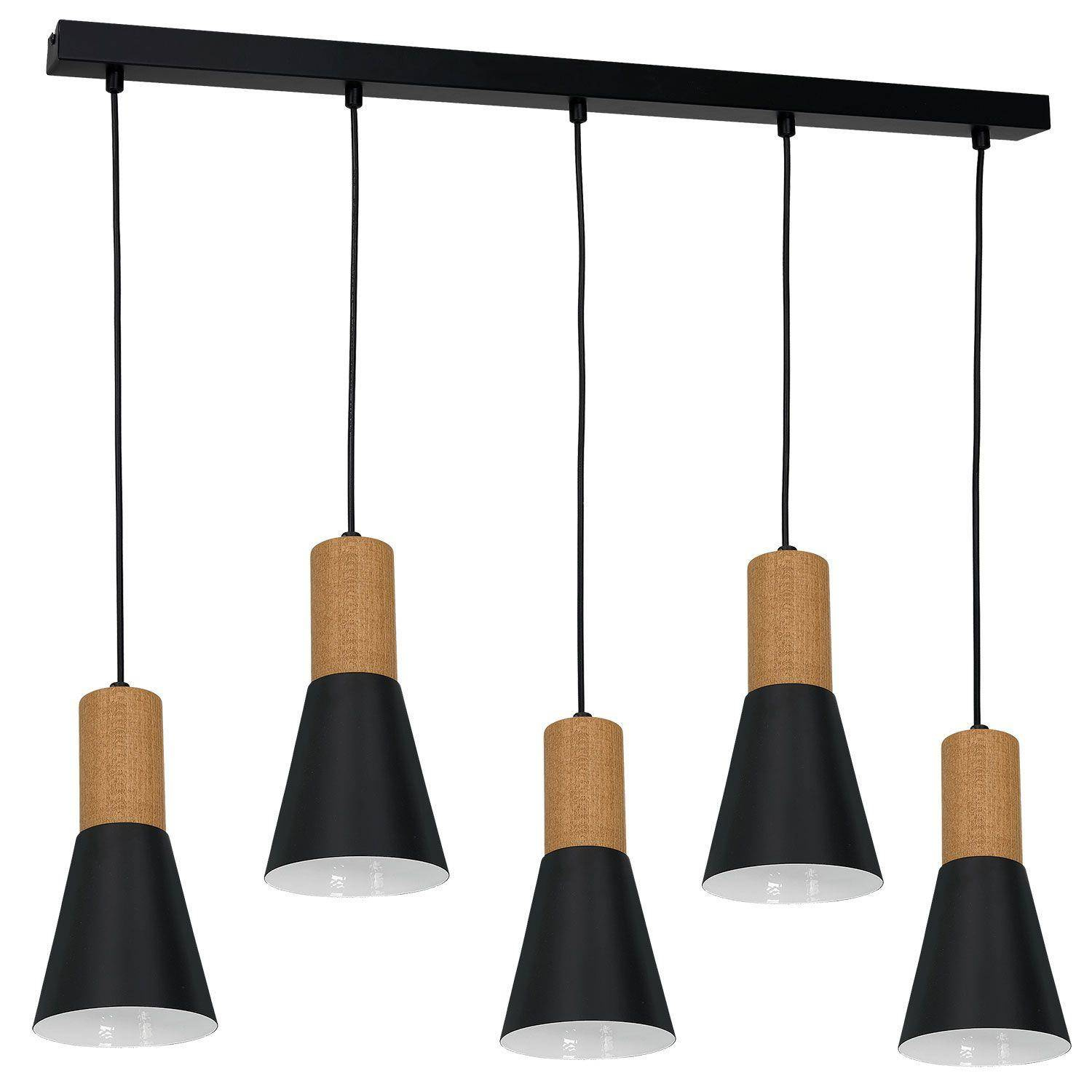 Luminex lampa wisząca Edmon 5xE27 czarno/drewniana 1989 | Studio Światła