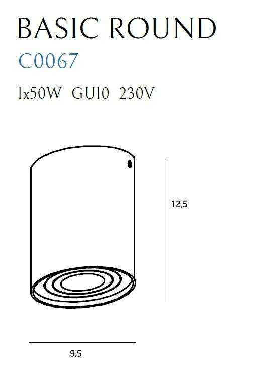 Maxlight plafon techniczny Basic Round GU10 biały C0067 | Studio Światła
